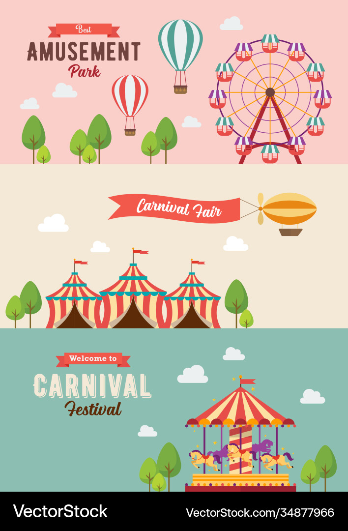 Collection carnival theme banners Royalty Free Vector Image