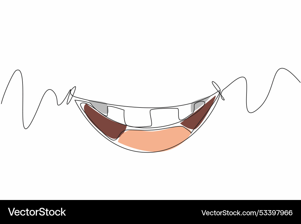 Continuous one line drawing laughing mouth Vector Image