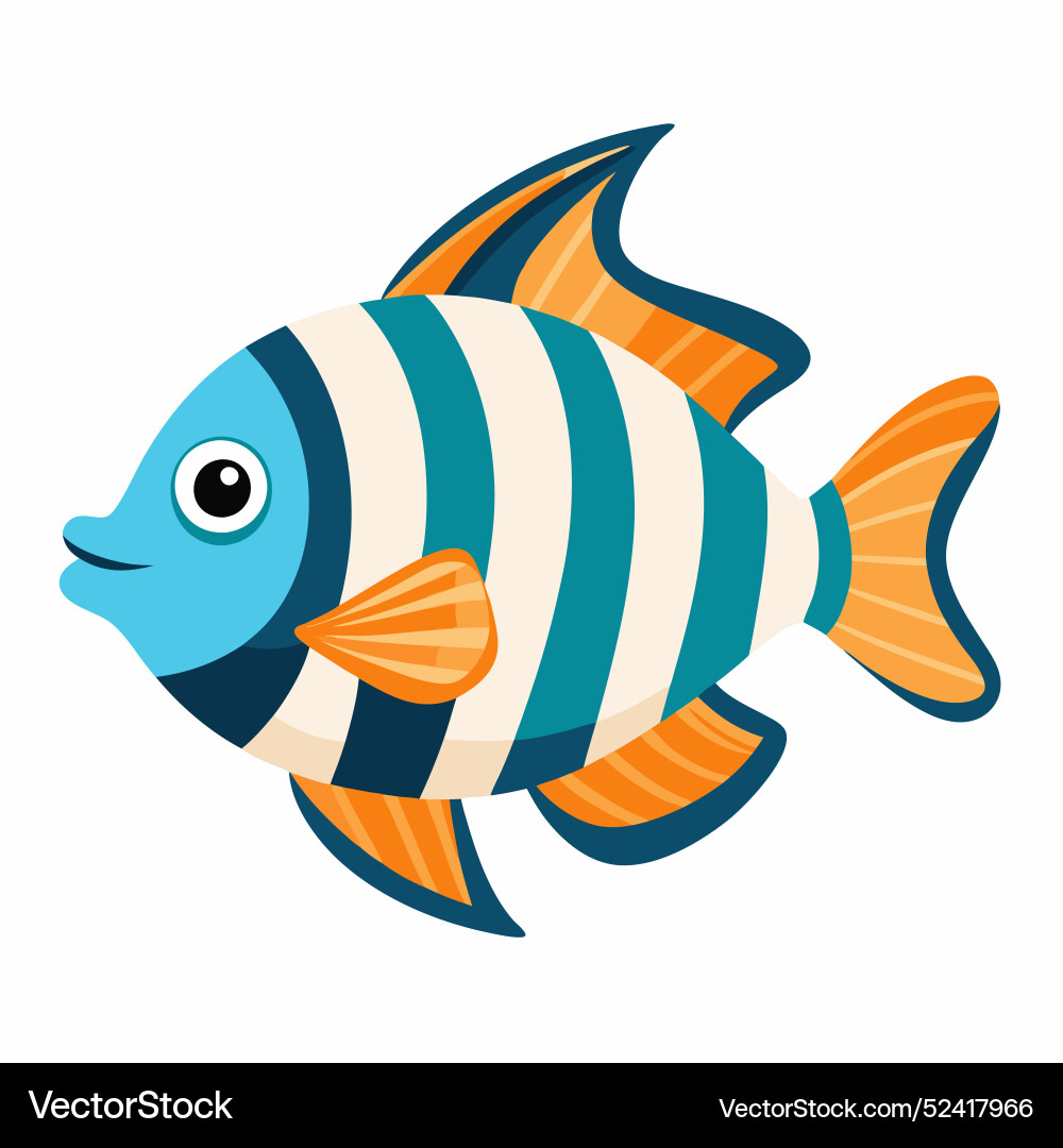 Damselfish fish sleeps kawaii Royalty Free Vector Image