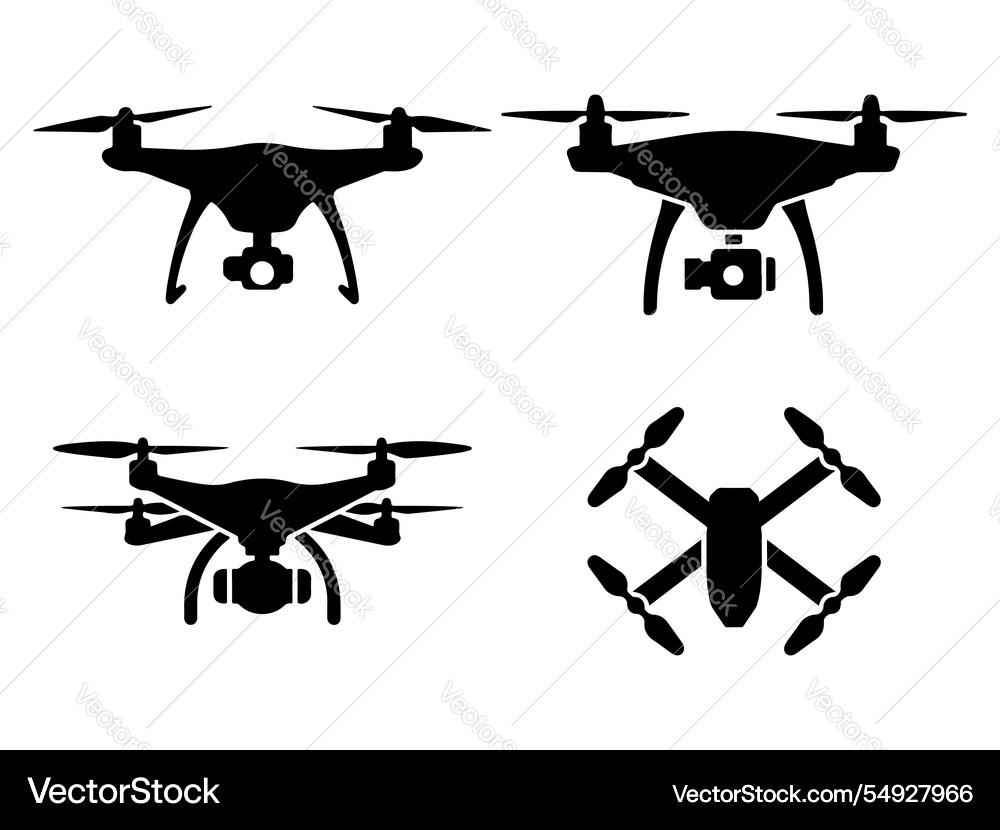Drone Silhouettes Collection Royalty Free Vector Image