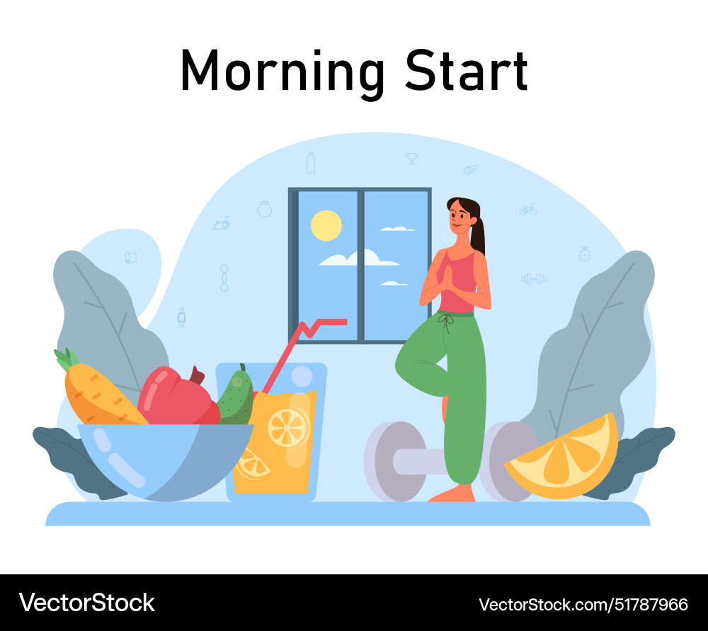 Female character daily morning routine everyday Vector Image