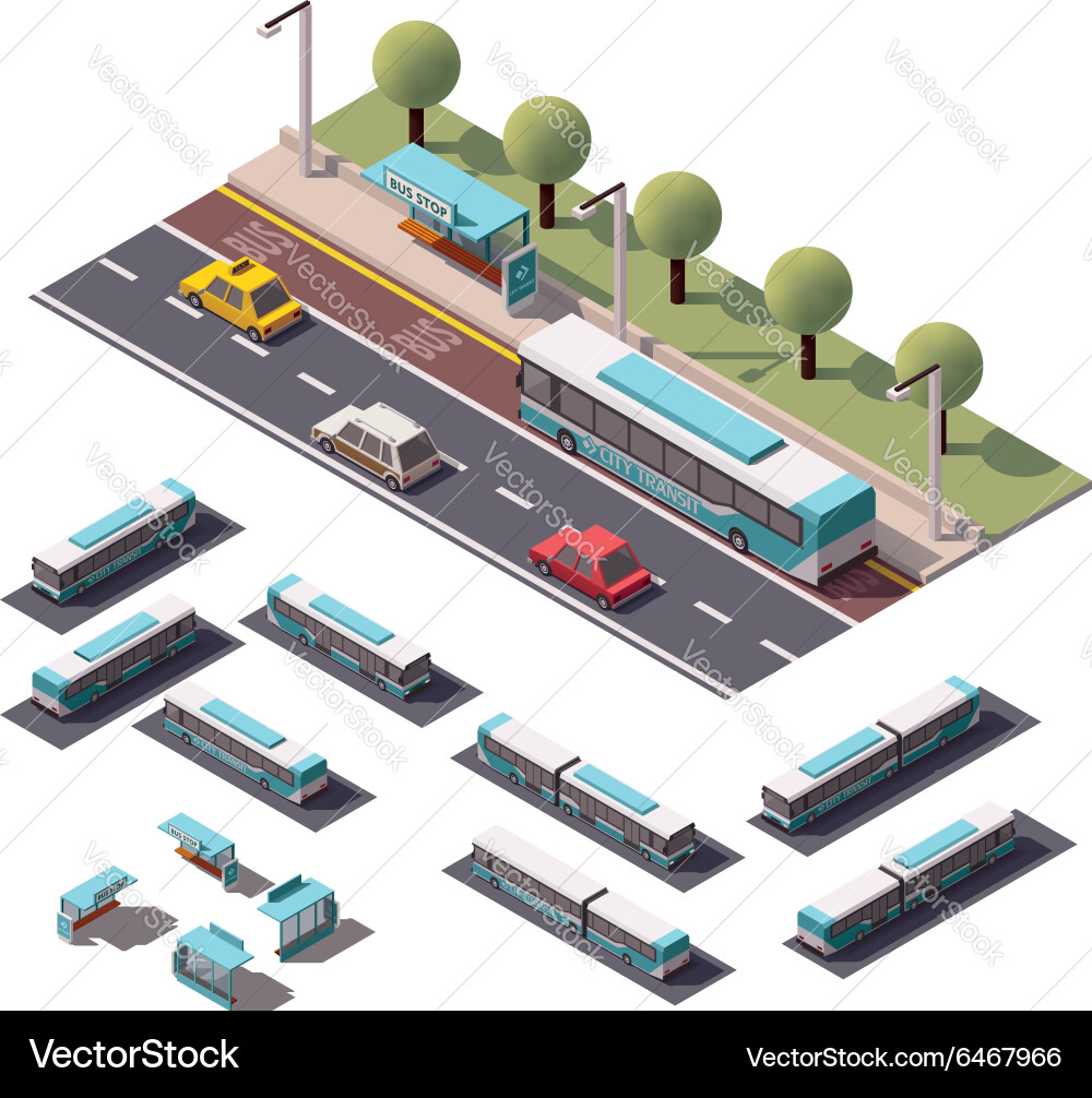 Isometric buses set Royalty Free Vector Image - VectorStock