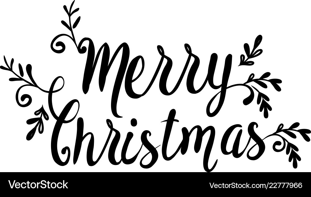 Merry christmas typography black and white image Vector Image