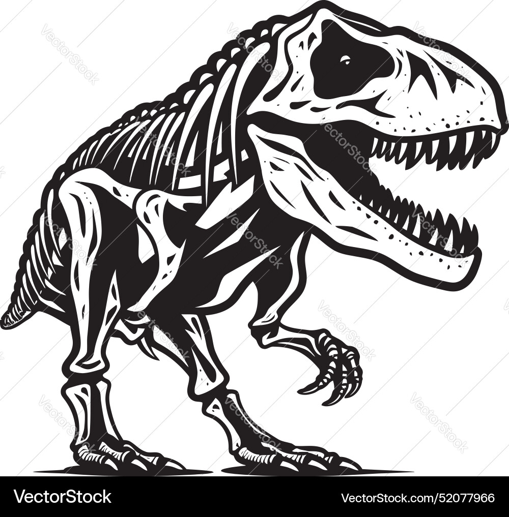 Mesozoic majesty t rex skeleton emblem Royalty Free Vector