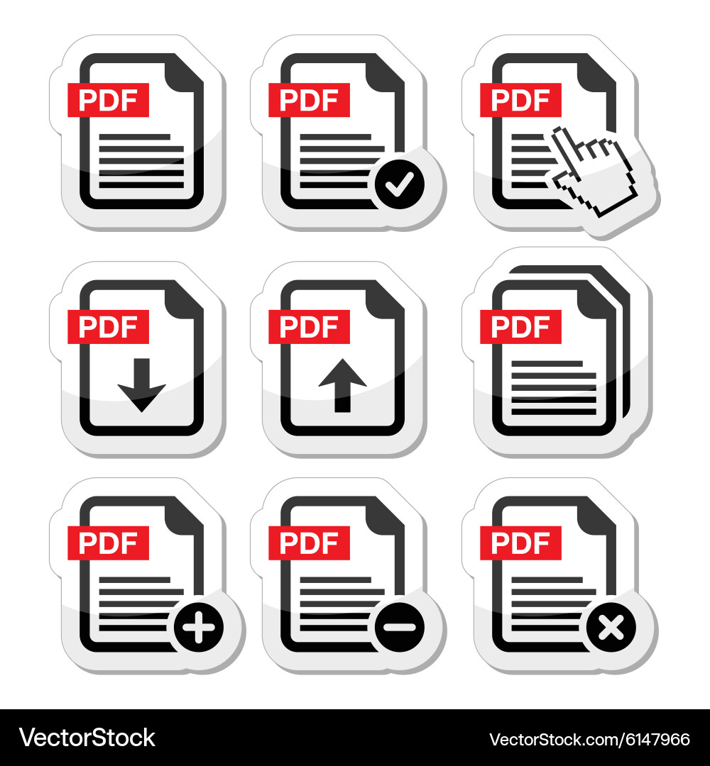 PDF Download & Upload Icons Royalty Free Vector Image
