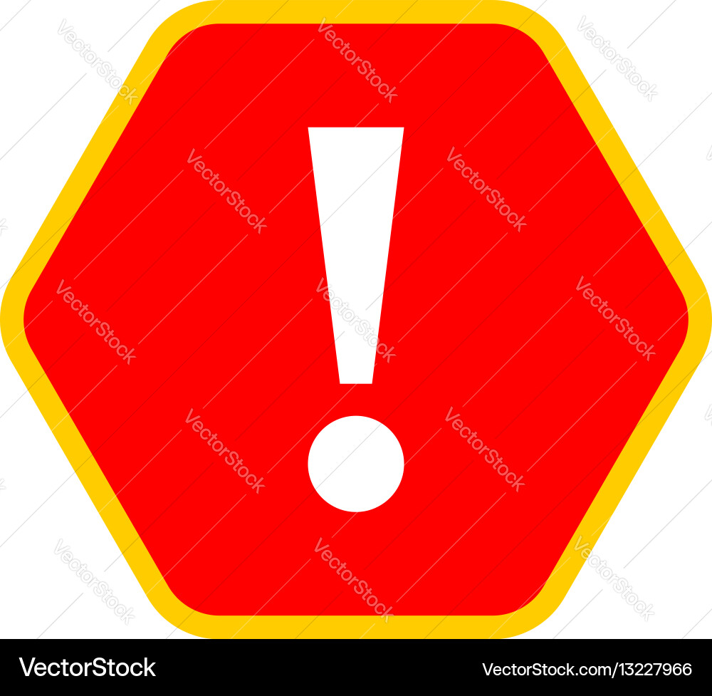 Red hexagon exclamation mark icon warning sign Vector Image