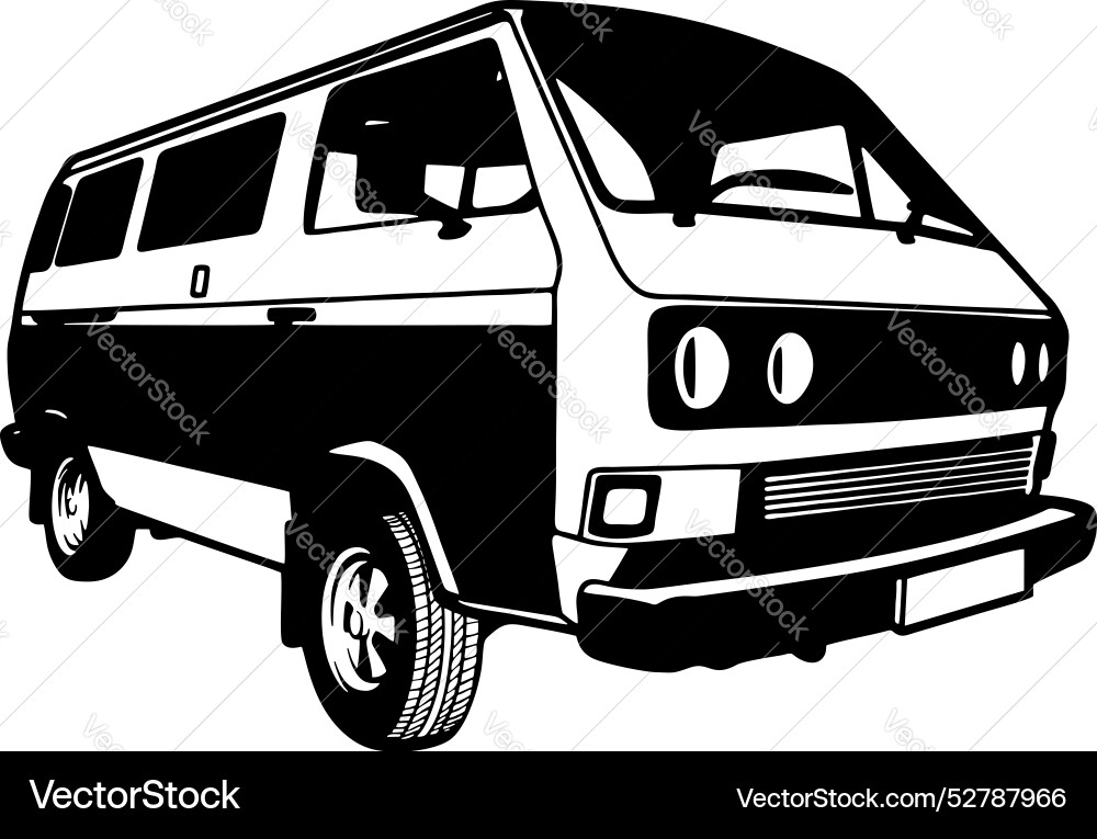Transporter t2 van bus - classic car stencil Vector Image