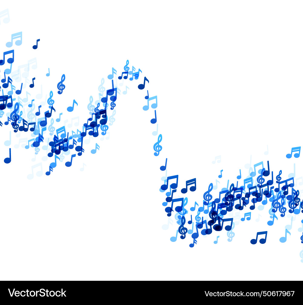 Blue tonal music notes swirl Royalty Free Vector Image