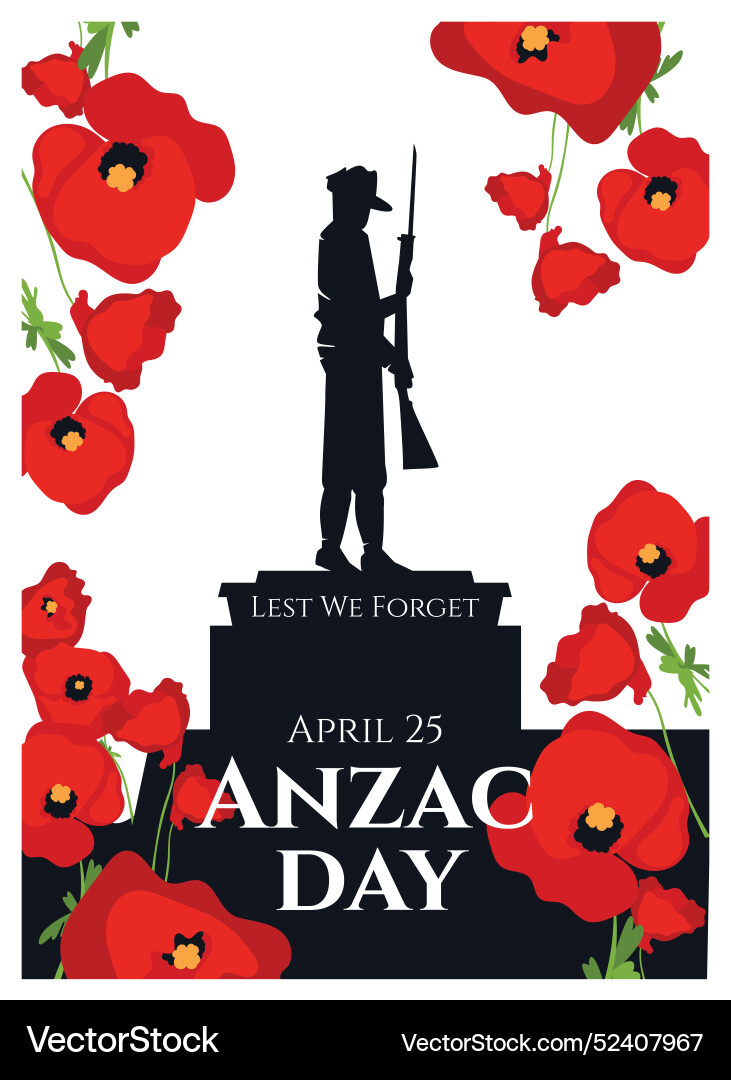 Hand drawn anzac day vertical poster template Vector Image