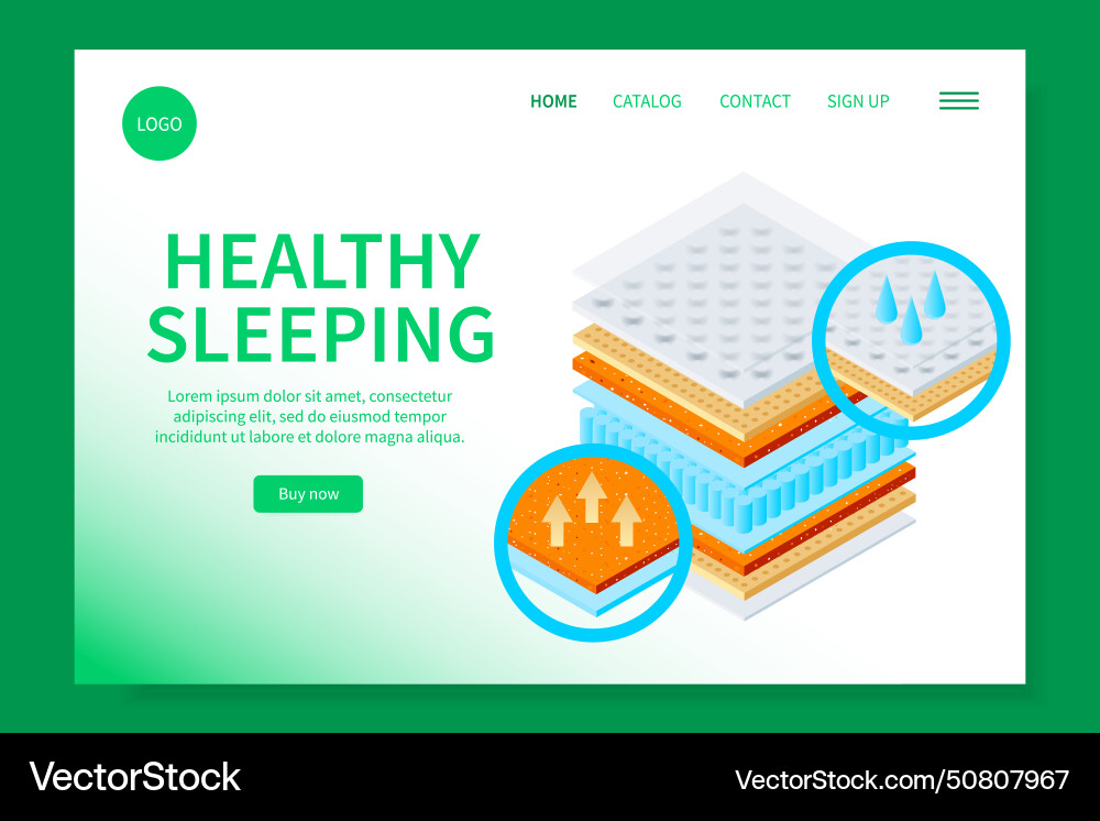 Healthy sleeping mattress website Royalty Free Vector Image