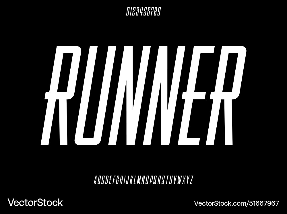 Modern tall sans serif alphabet display font Vector Image