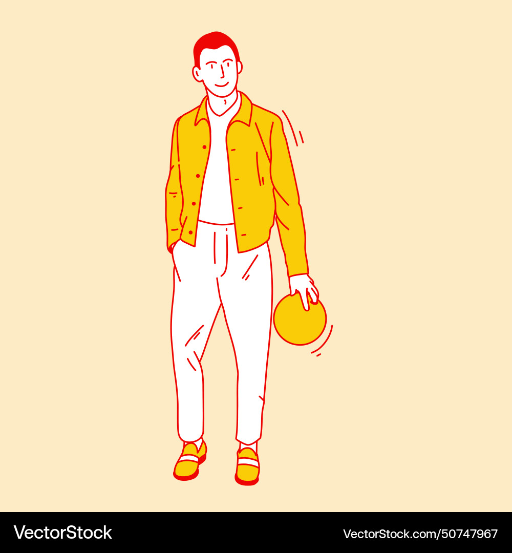 Simple cartoon of playing bowling 1 Royalty Free Vector