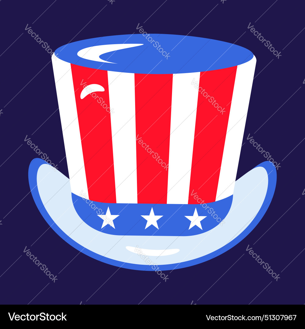 Usa flag festive uncle sam top hat Royalty Free Vector Image