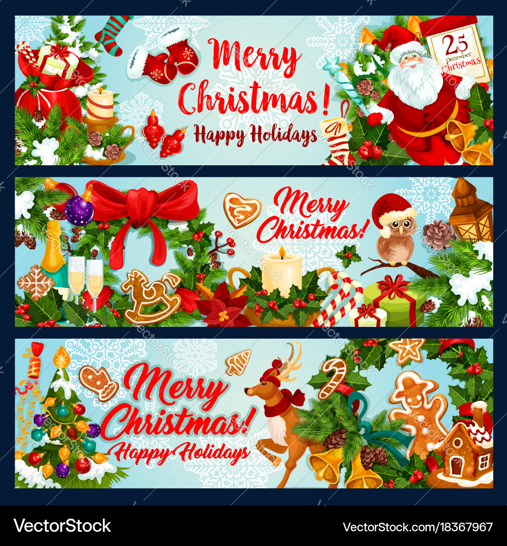 Year winter holidays festive banner Royalty Free Vector