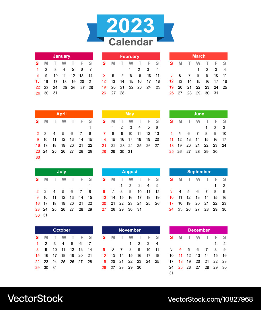 2023 year calendar isolated on white background Vector Image