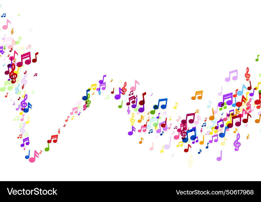 Abstract wave of colorful musical notes Royalty Free Vector