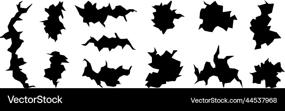 Black abstract shapes with broken and torn edges Vector Image