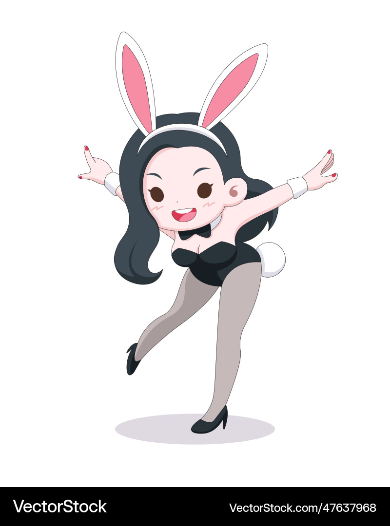 Cute bunny girl dancing cartoon Royalty Free Vector Image