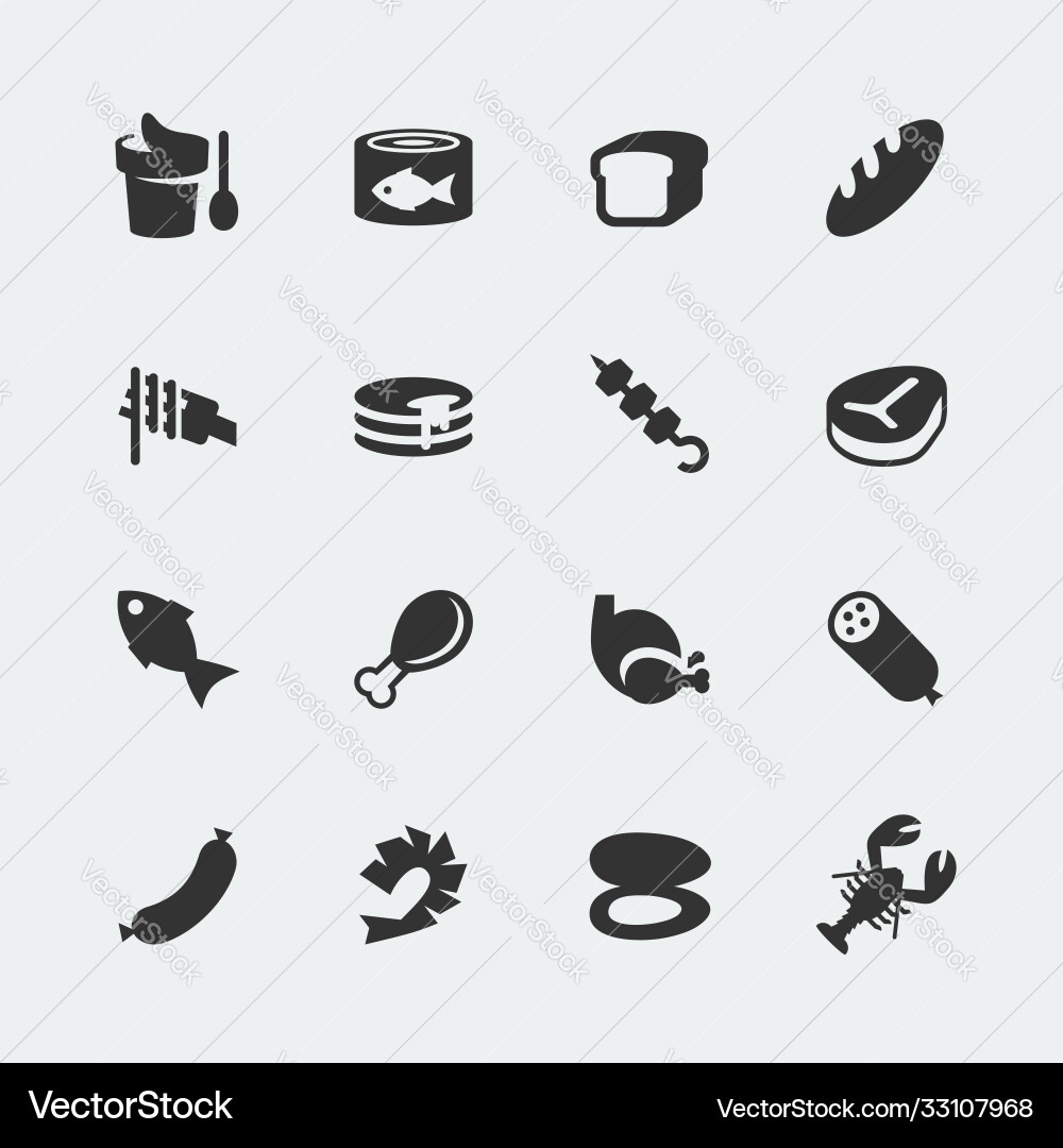 Food mini icons set 1 Royalty Free Vector Image