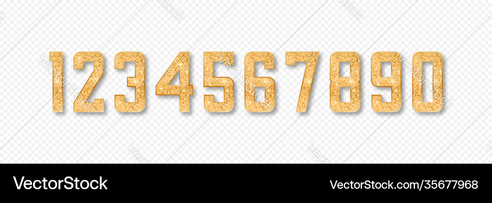 Golden glitter numbers with shadow Royalty Free Vector Image