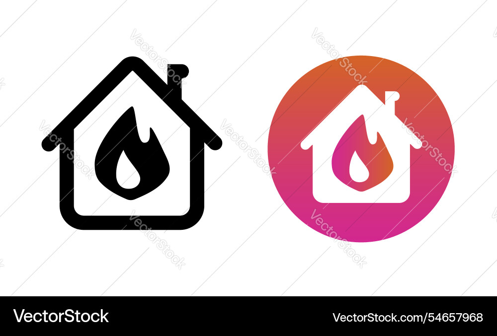 House fire icon simple home flame alarm safety Vector Image