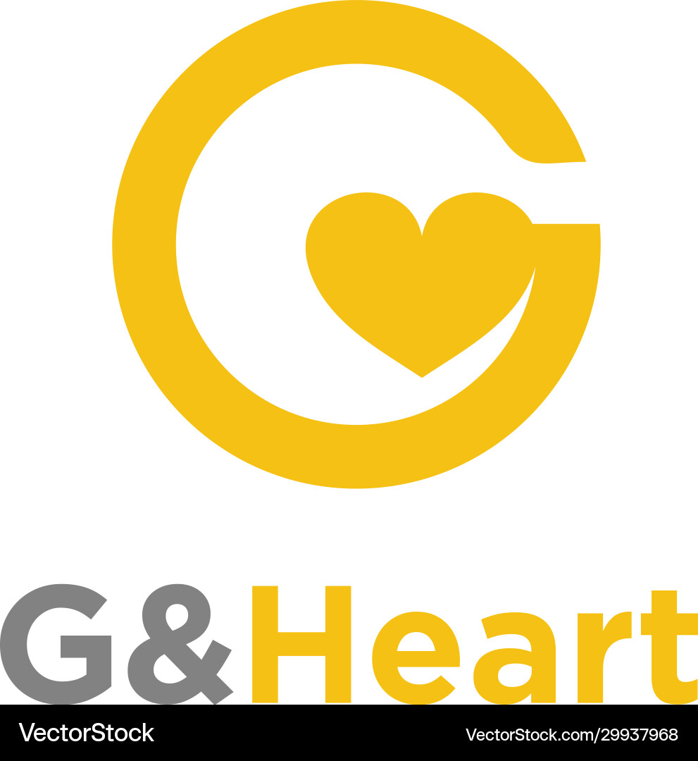 Initial letter g with heart love logo design Vector Image