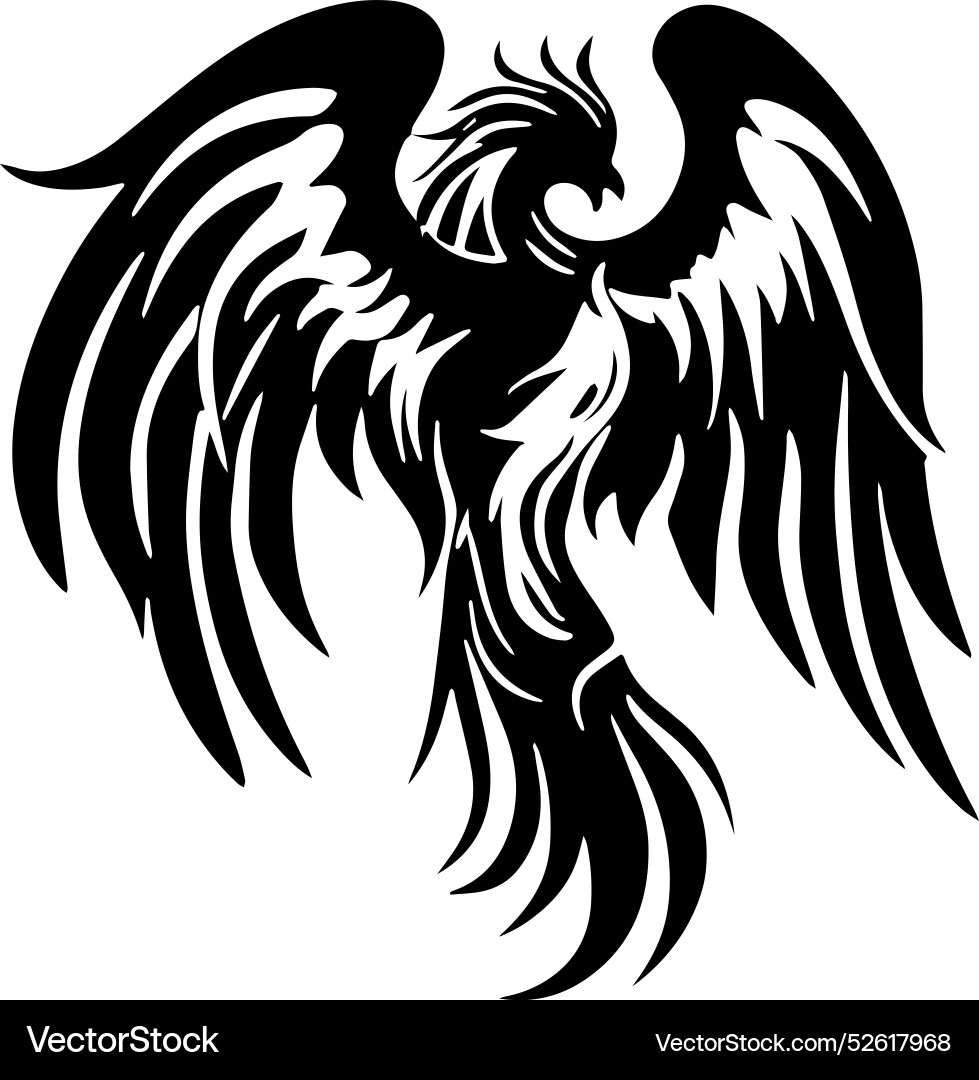 Majestic phoenix tattoo design Royalty Free Vector Image