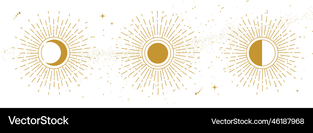 Modern magic witchcraft card with moon phases Vector Image