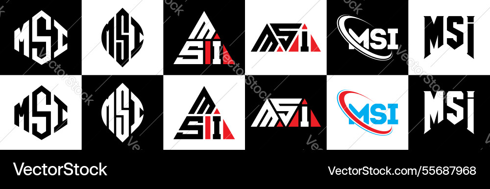 Msi letter logo design in six style polygon Vector Image