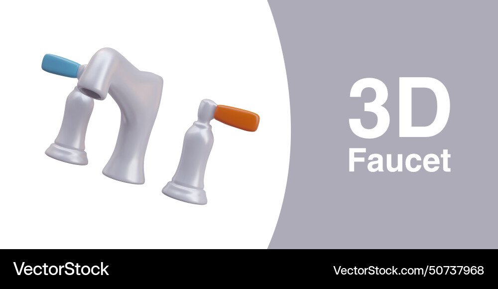Poster with 3d faucet white and gray Royalty Free Vector