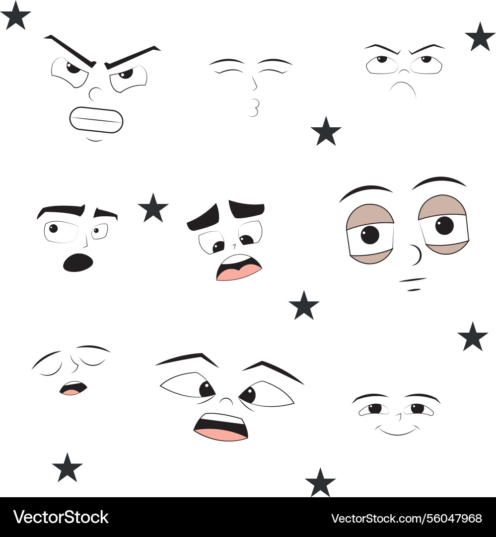 Set of different flat facial expressions Vector Image