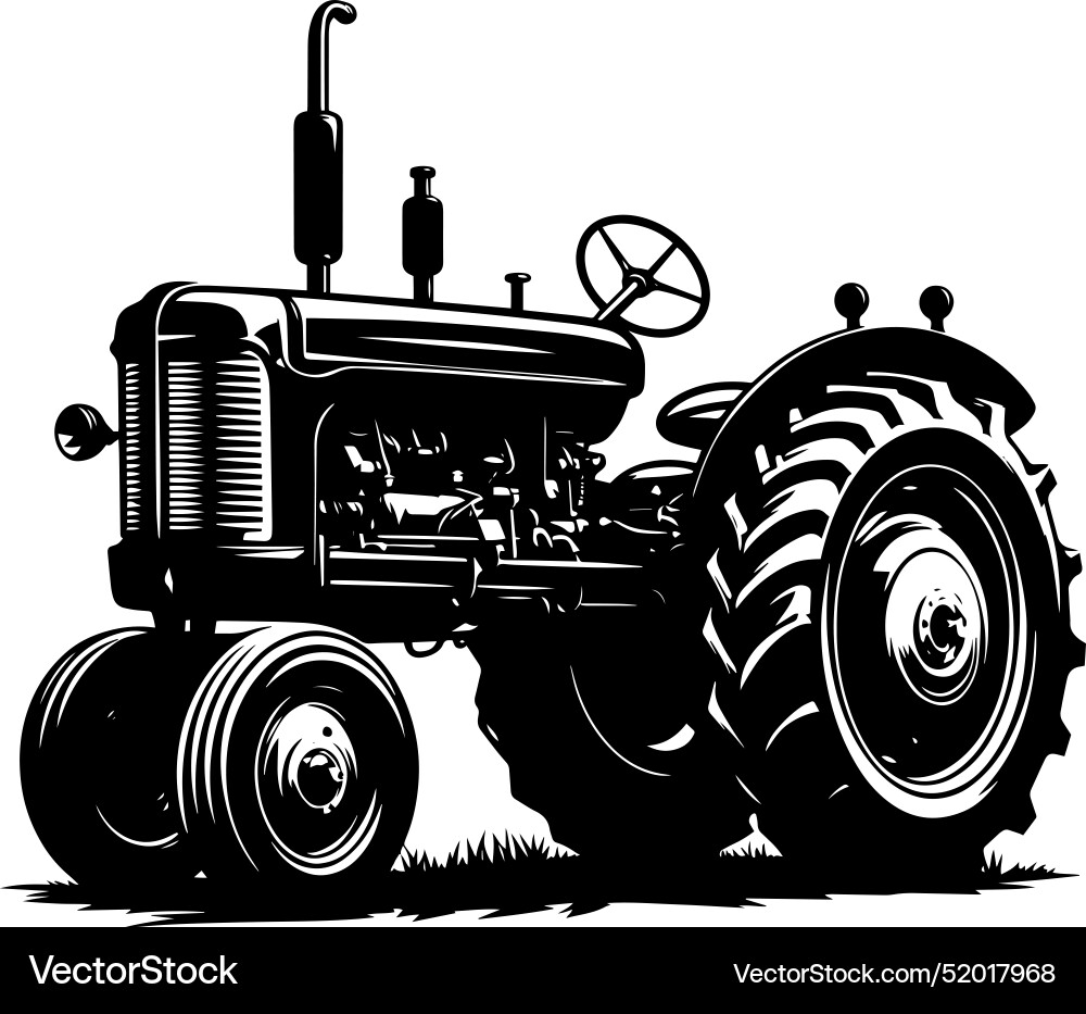 Tractor silhouette isolated on a white background Vector Image