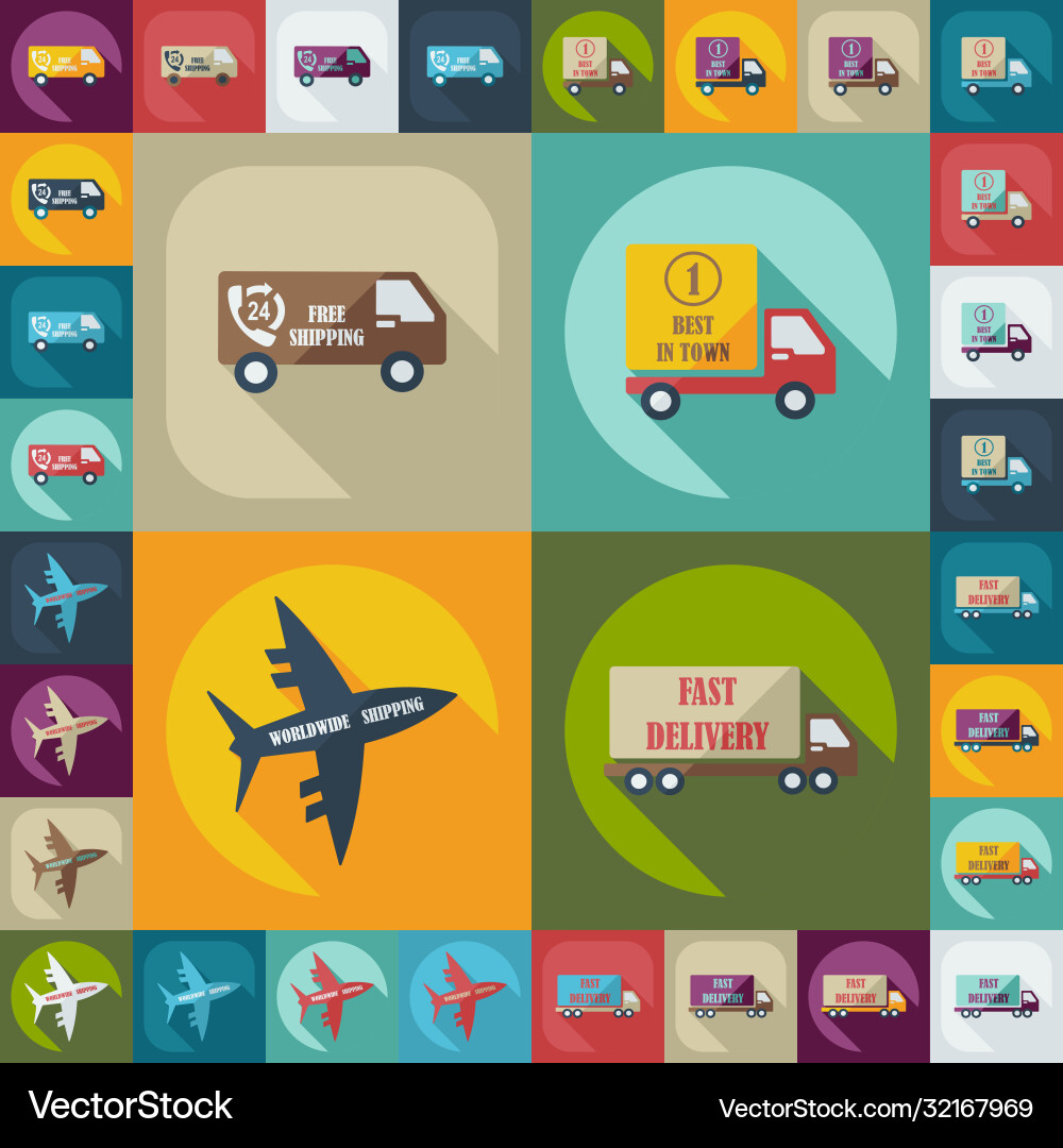 Assembly icons transport delivery set – Free Vector | VectorStock