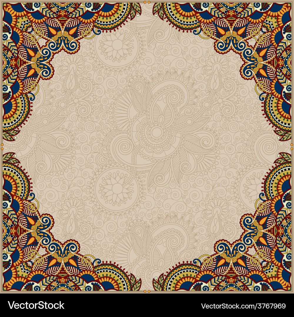 Beige colour floral vintage frame Royalty Free Vector Image
