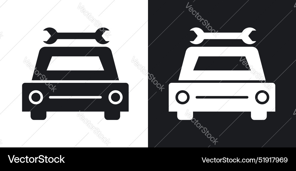 Car mechanic icon set in solid black and white Vector Image