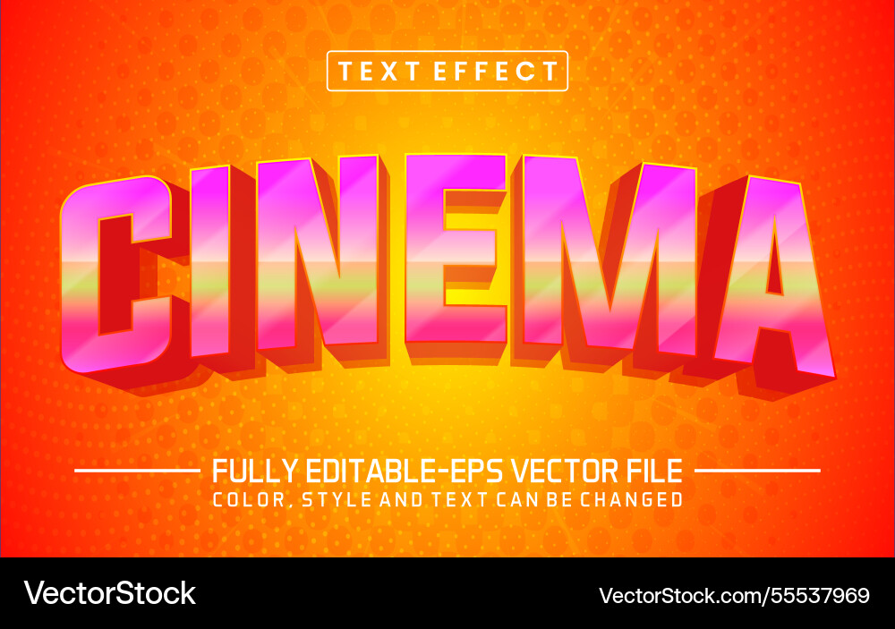 Cinema text editable style effect Royalty Free Vector Image