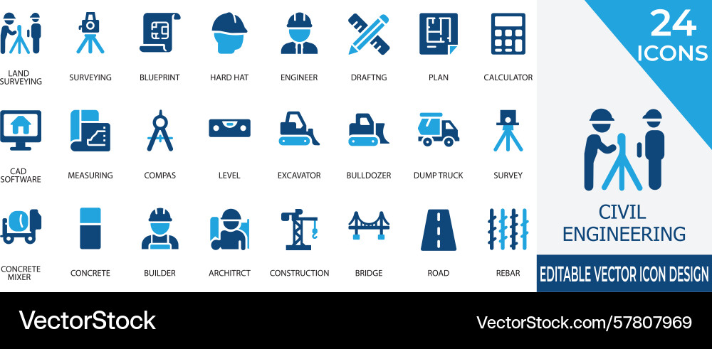 Civil engineering icon set Royalty Free Vector Image