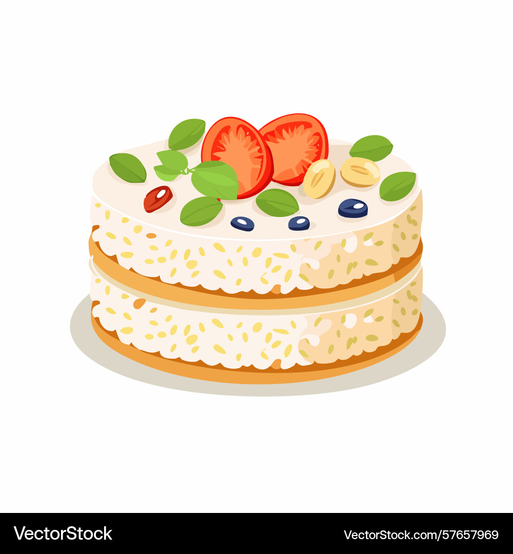 Colorful delectable cake with fresh berries and Vector Image