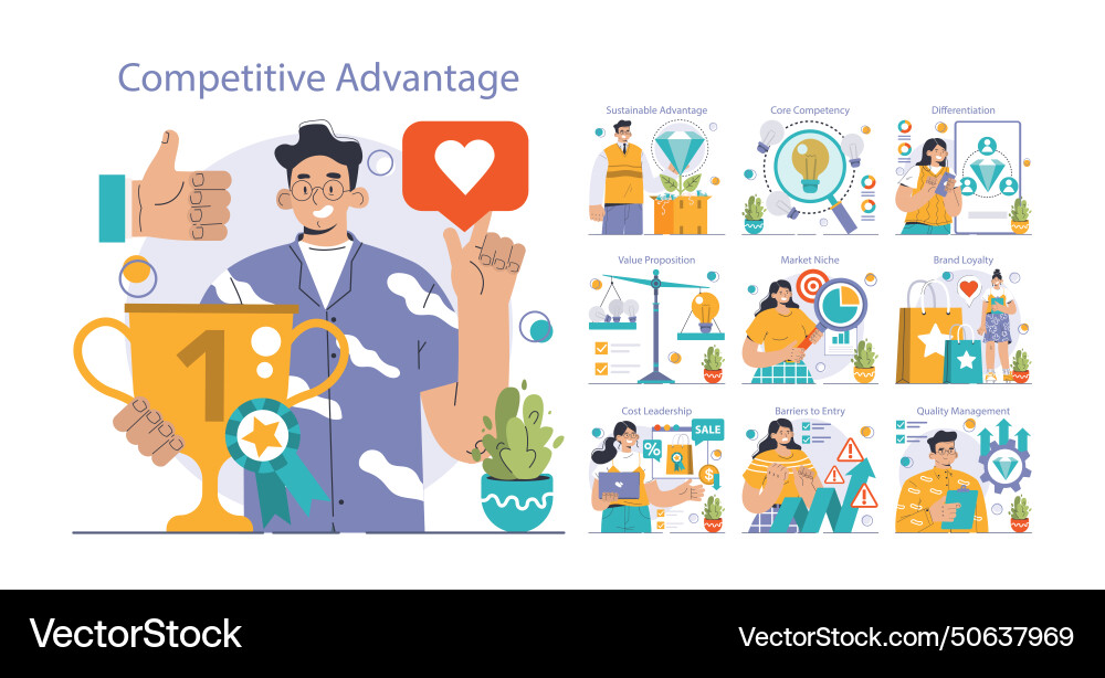 Competitive advantage concept flat Royalty Free Vector Image