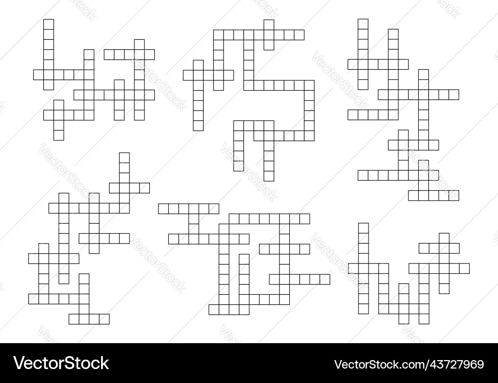 Crossword riddle word game grids set Royalty Free Vector