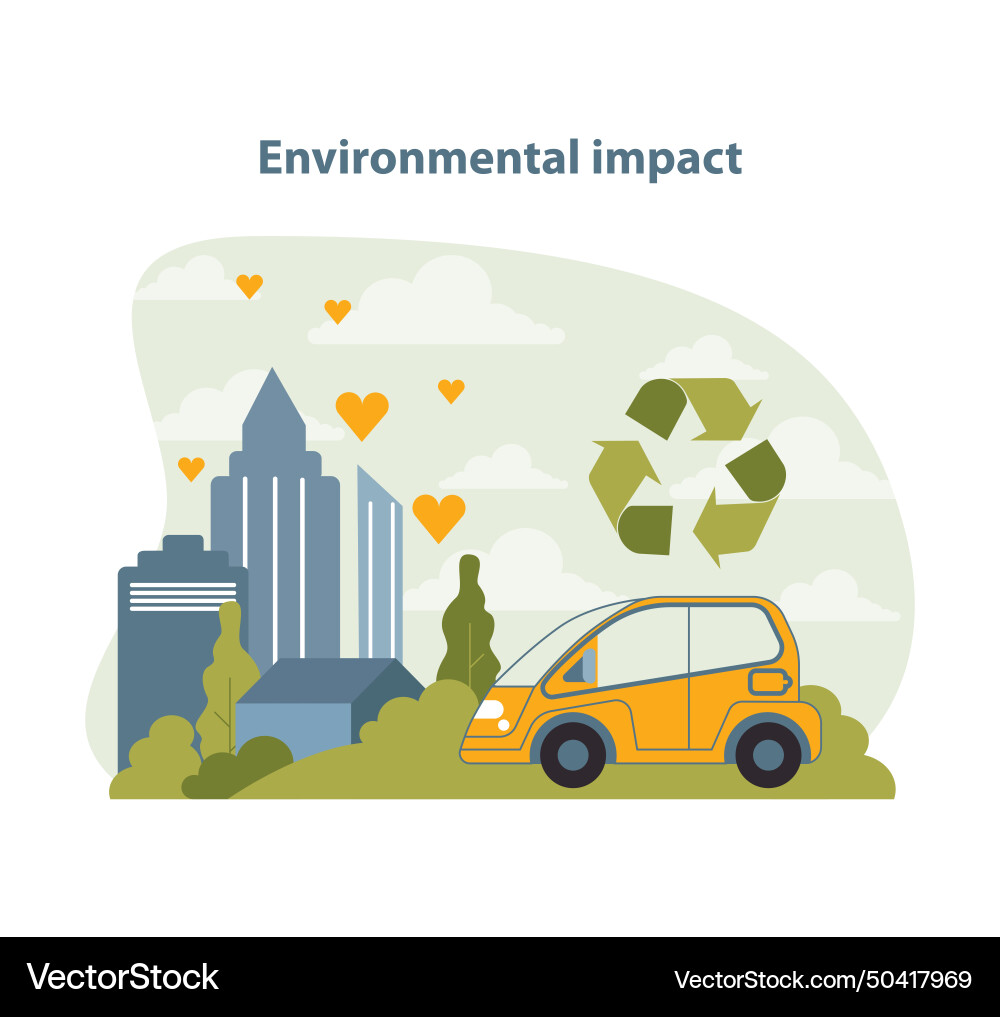 Electric car environmental impact Royalty Free Vector Image