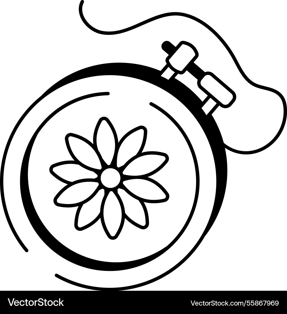 Flower embroidery with thread doodle style icon Vector Image