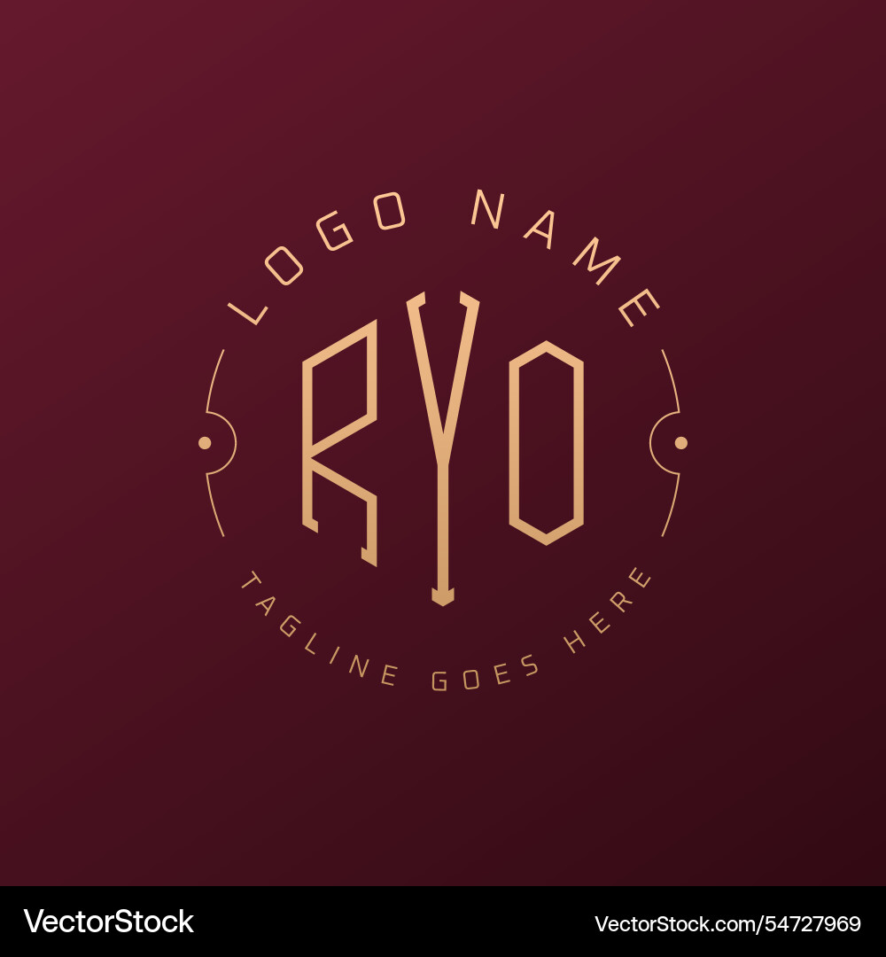 Luxury ryo logo design elegant letter Royalty Free Vector