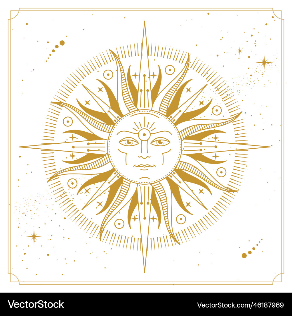 Magic witchcraft card with astrology sun sign Vector Image