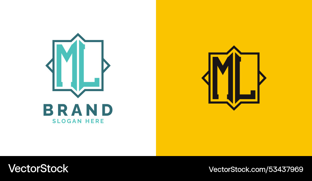 Modern ml monogram logo design initial letter Vector Image