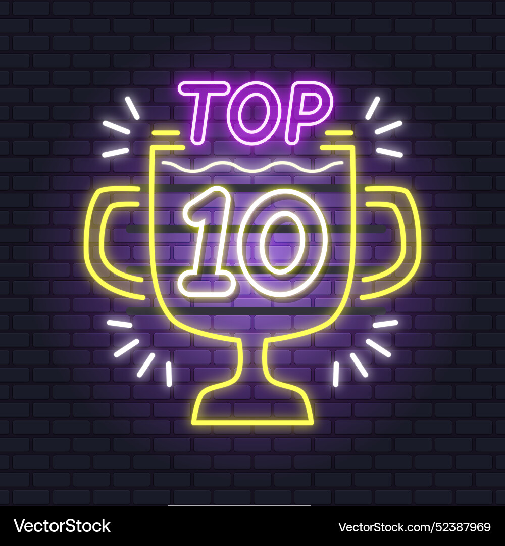 Neon top 10 template Royalty Free Vector Image