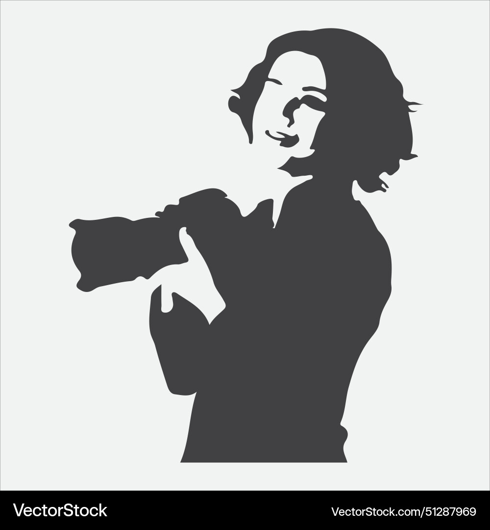 Print women with dslr Royalty Free Vector Image