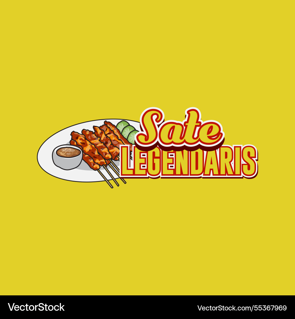 Sate legendaris food logo template isolated Vector Image