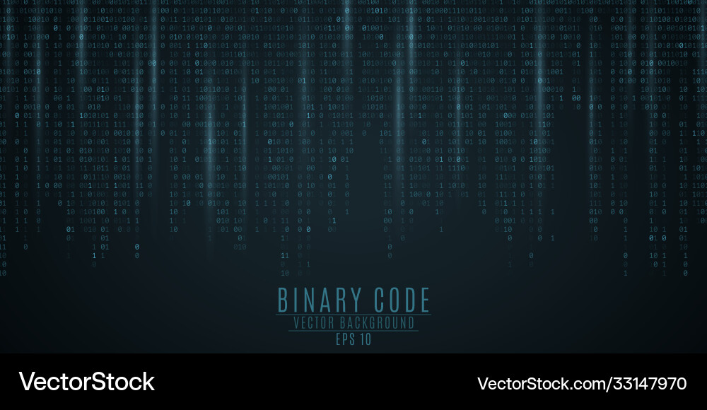 Binary code background blue glow falling figures Vector Image