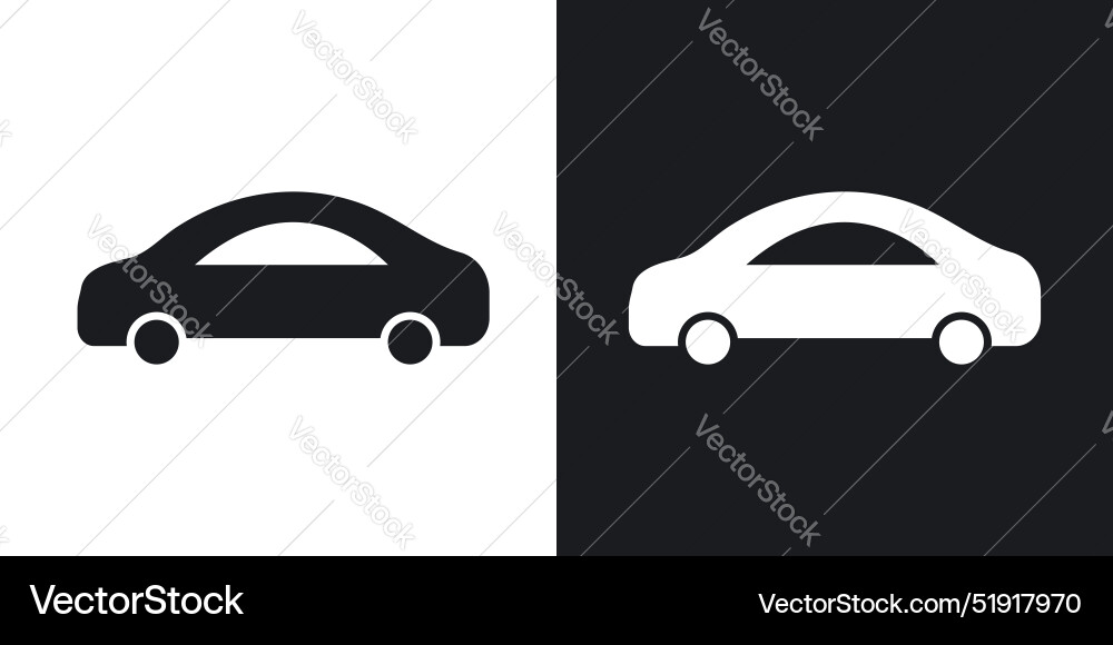 Car side view icon set in solid black and white Vector Image
